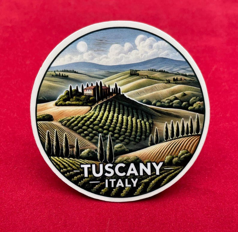 Tuscany, Italy, Stickers, Weatherproof Sticker, Travel Journal ...