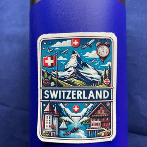 Swiss Alpine Adventure Waterproof Sticker | Switzerland Travel Decal - Etsy