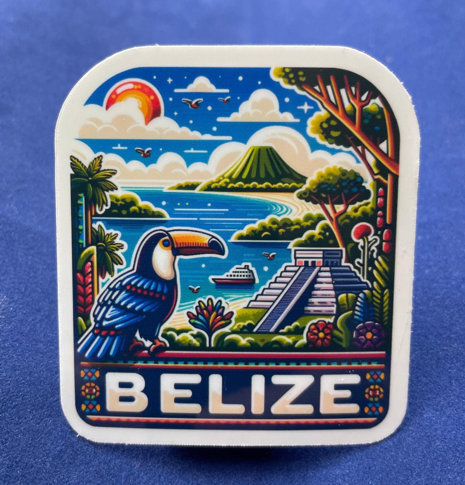 Belize Travel Sticker, Toucan, Mayan Ruins, Weatherproof Vinyl - Etsy