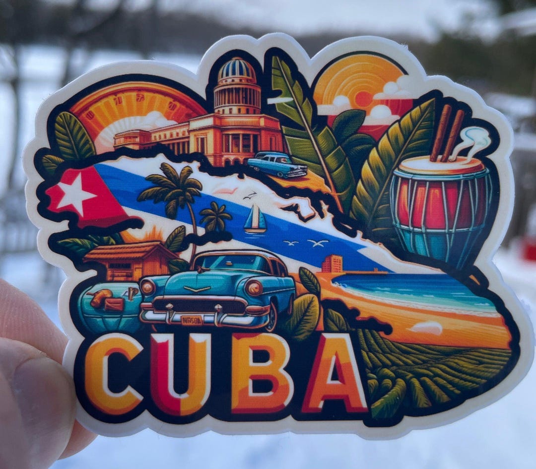 Cuba Travel Sticker // Cuban Decal for Suitcase, Laptop, Car or Water ...