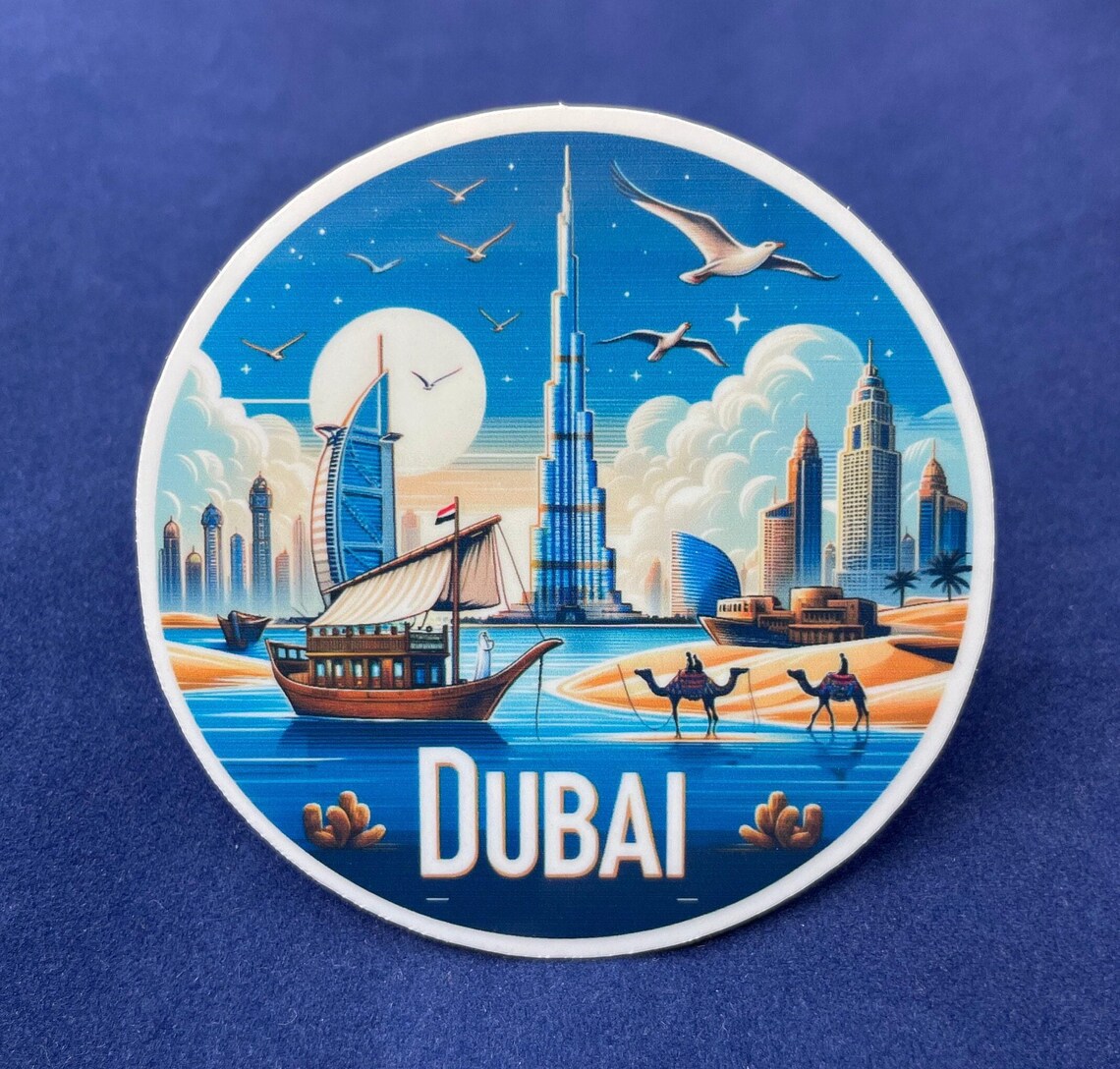 Dubai, Stickers, Weatherproof Sticker, Travel Journal, Suitcase Sticker ...