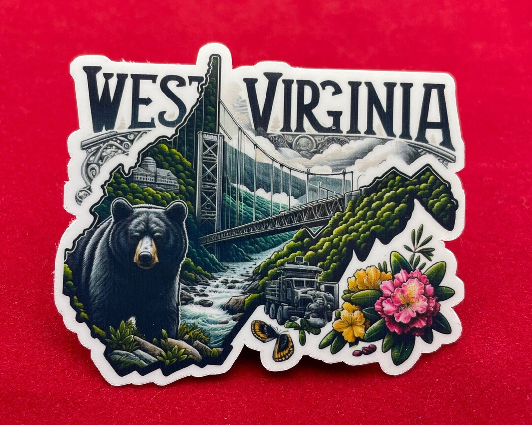 West Virginia, Stickers, Weatherproof Sticker, Travel Journal, Suitcase ...