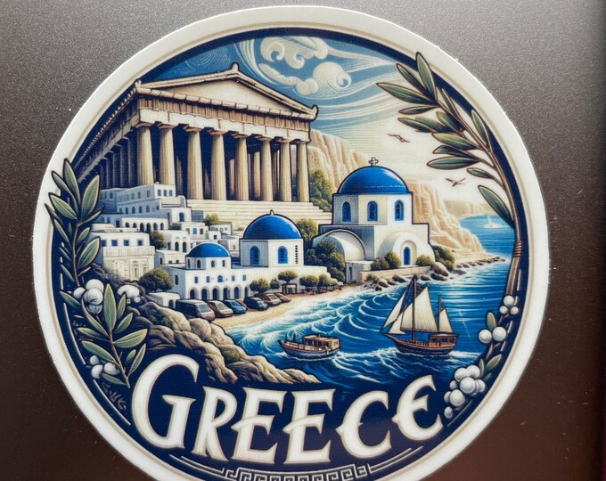 Greece Sticker, Santorini, Vinyl Sticker, Bubble-free, Travel Sticker ...