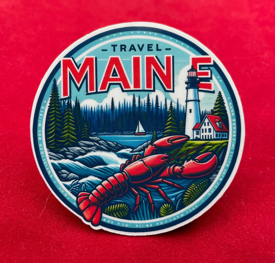 Maine, Stickers, Weatherproof Sticker, Travel Journal, Suitcase Sticker ...