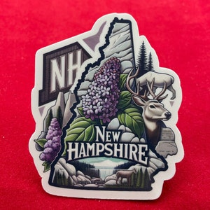 New Hampshire, Stickers, Weatherproof Sticker, Travel Journal, Suitcase ...