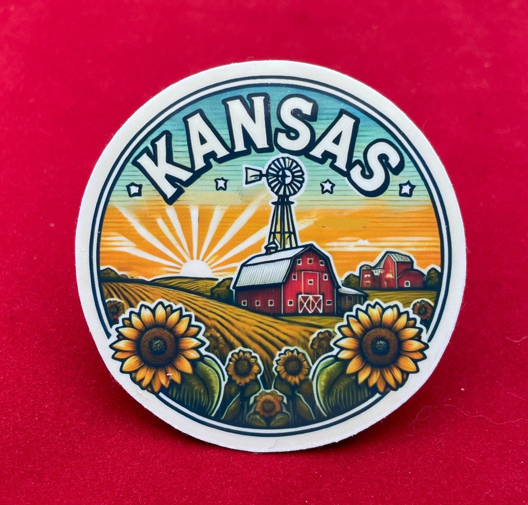 Kansas, Stickers, Weatherproof Sticker, Travel Journal, Suitcase ...