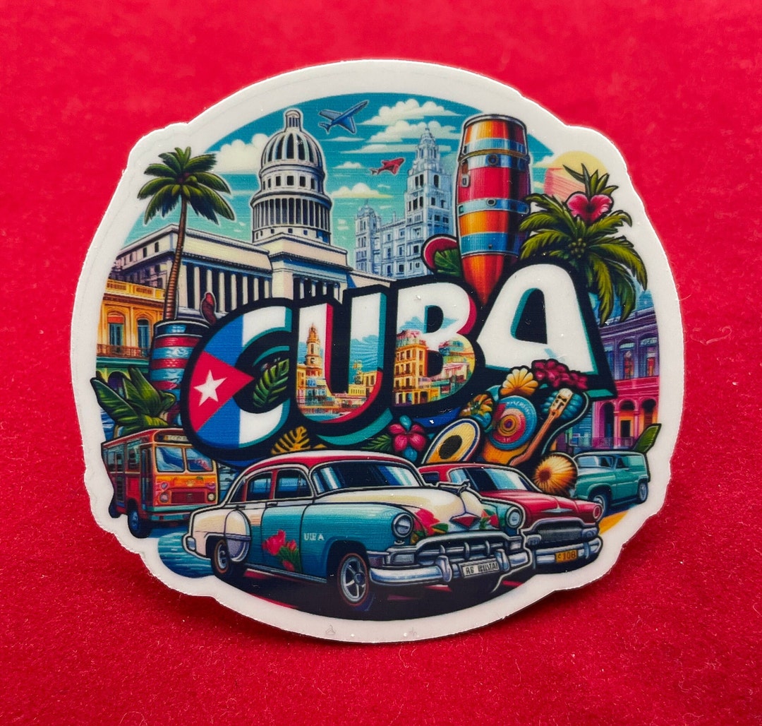 Cuba Travel Sticker // Cuban Decal for Suitcase, Laptop, Car or Water ...