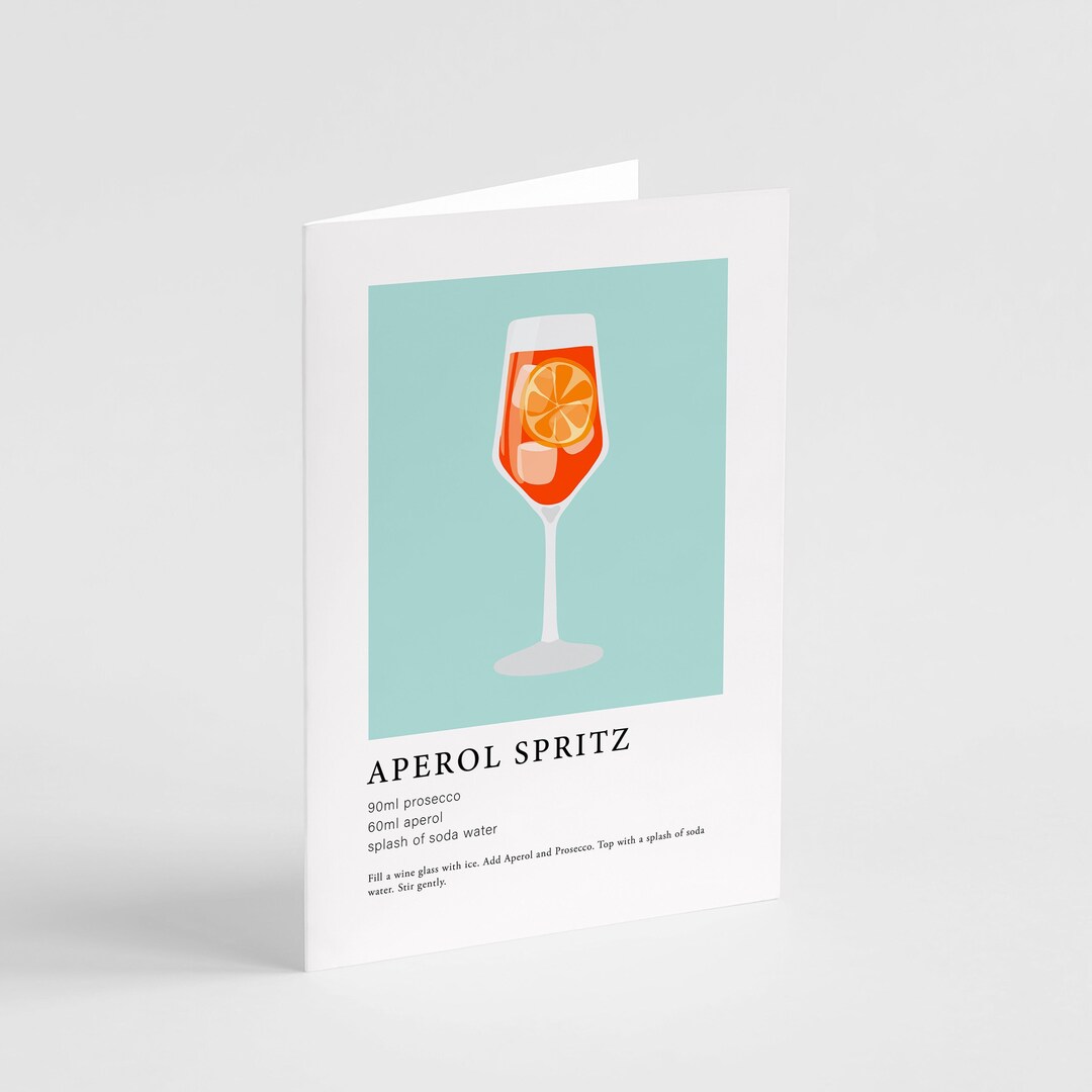 Aperol Spritz Greeting Card Aperol Cocktail Recipe Card, Thank You Card ...