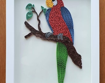 Quilled Bird Macaw Parrot 3D Framed Paper Art Covered With - Etsy