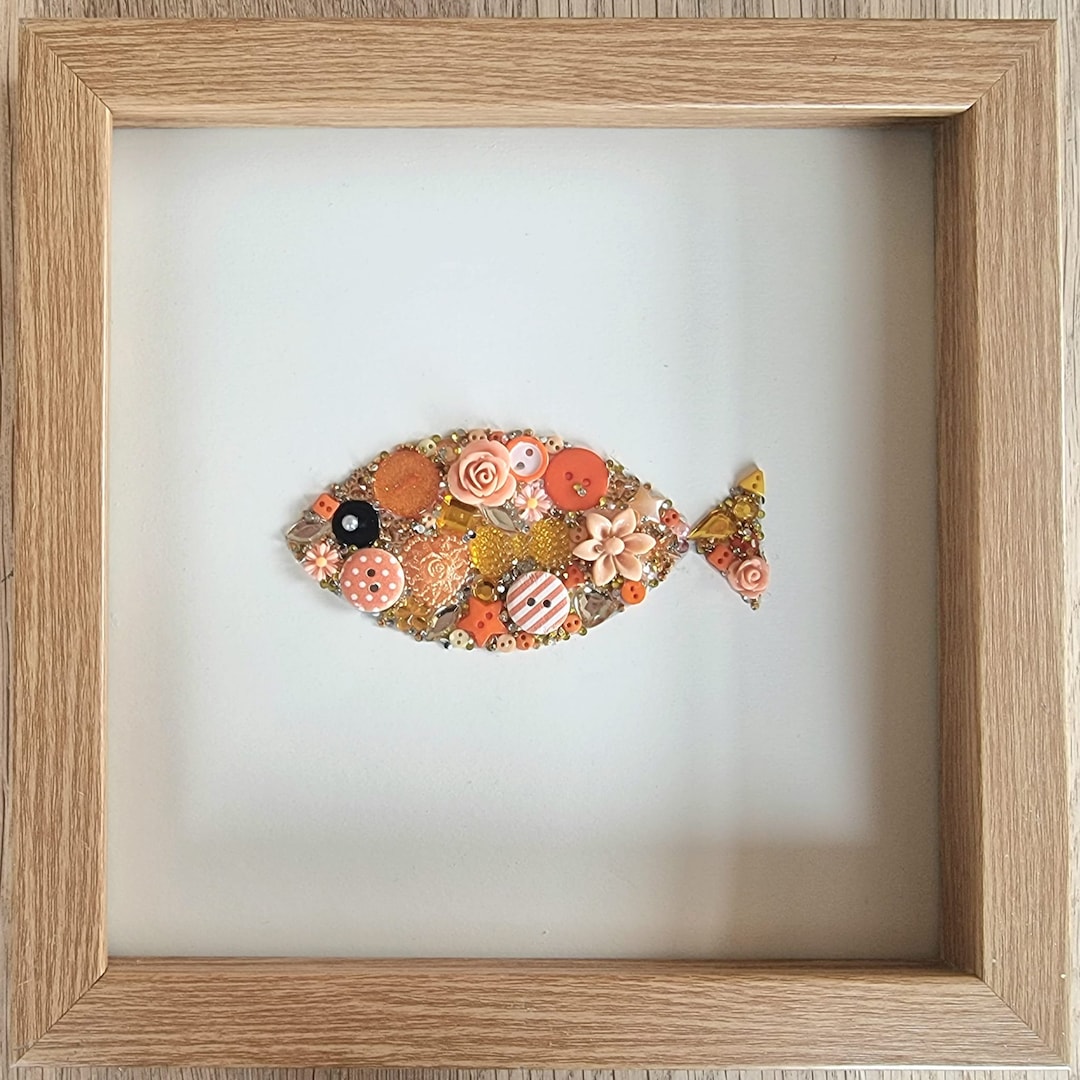 Gold Fish (button Art) - Etsy