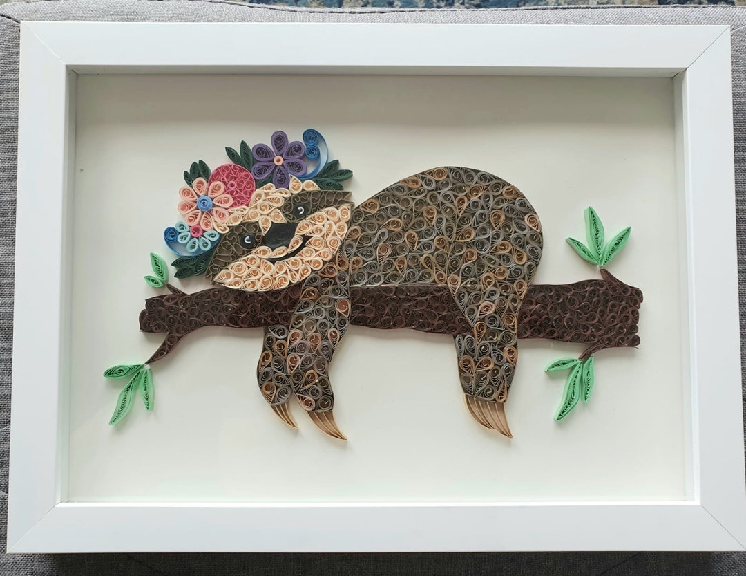 Paper Quilled Sloth (with Flowers) - Etsy