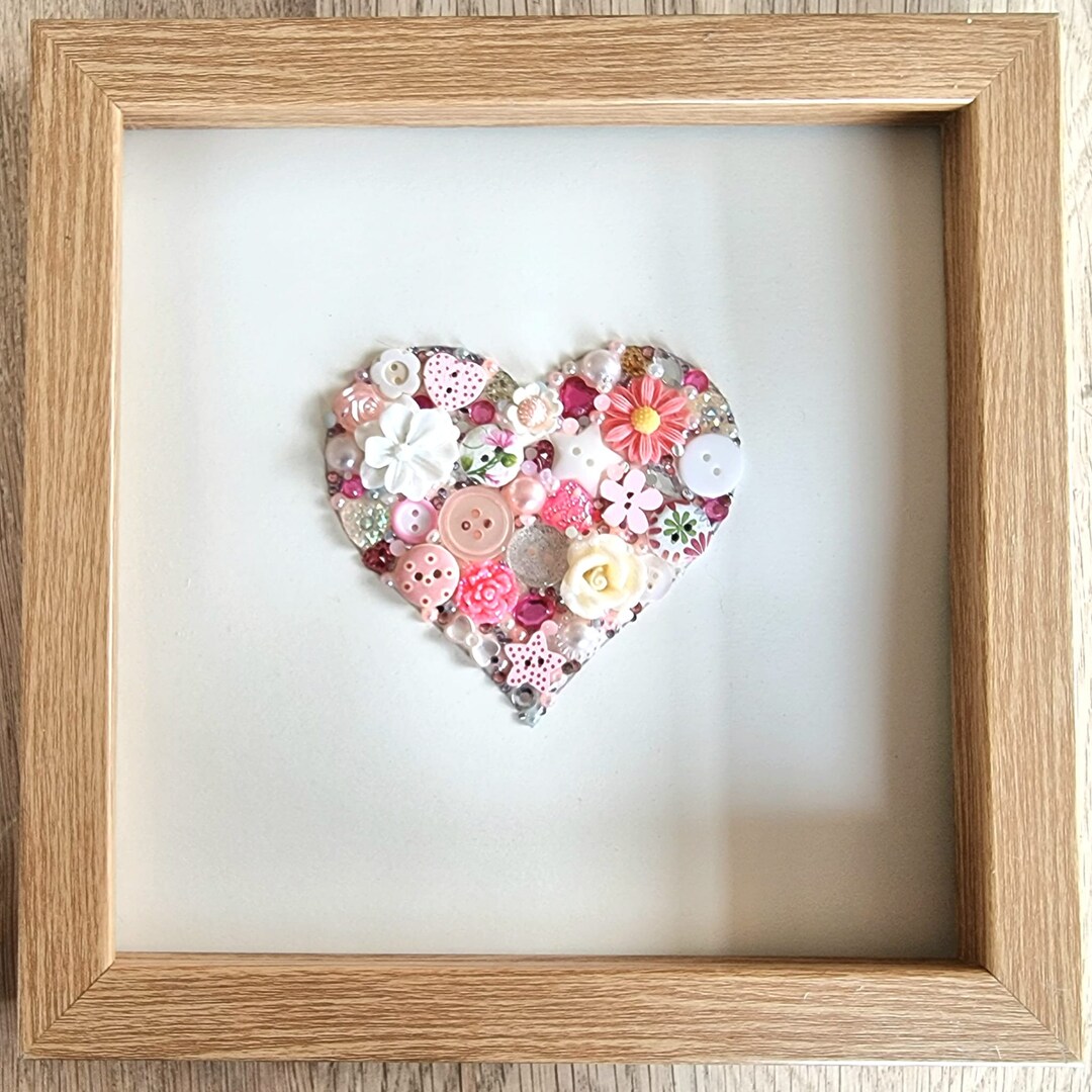 Button Heart - Pink (button Art) - Etsy