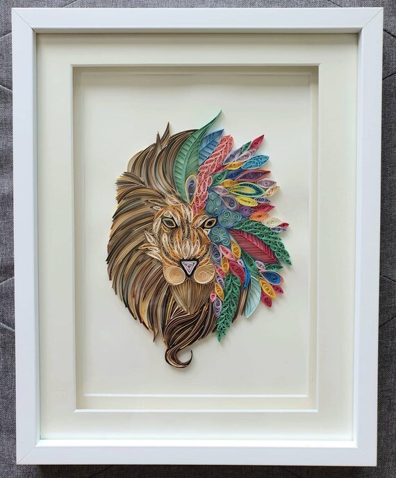 Quilled Lion With Flowers | Etsy