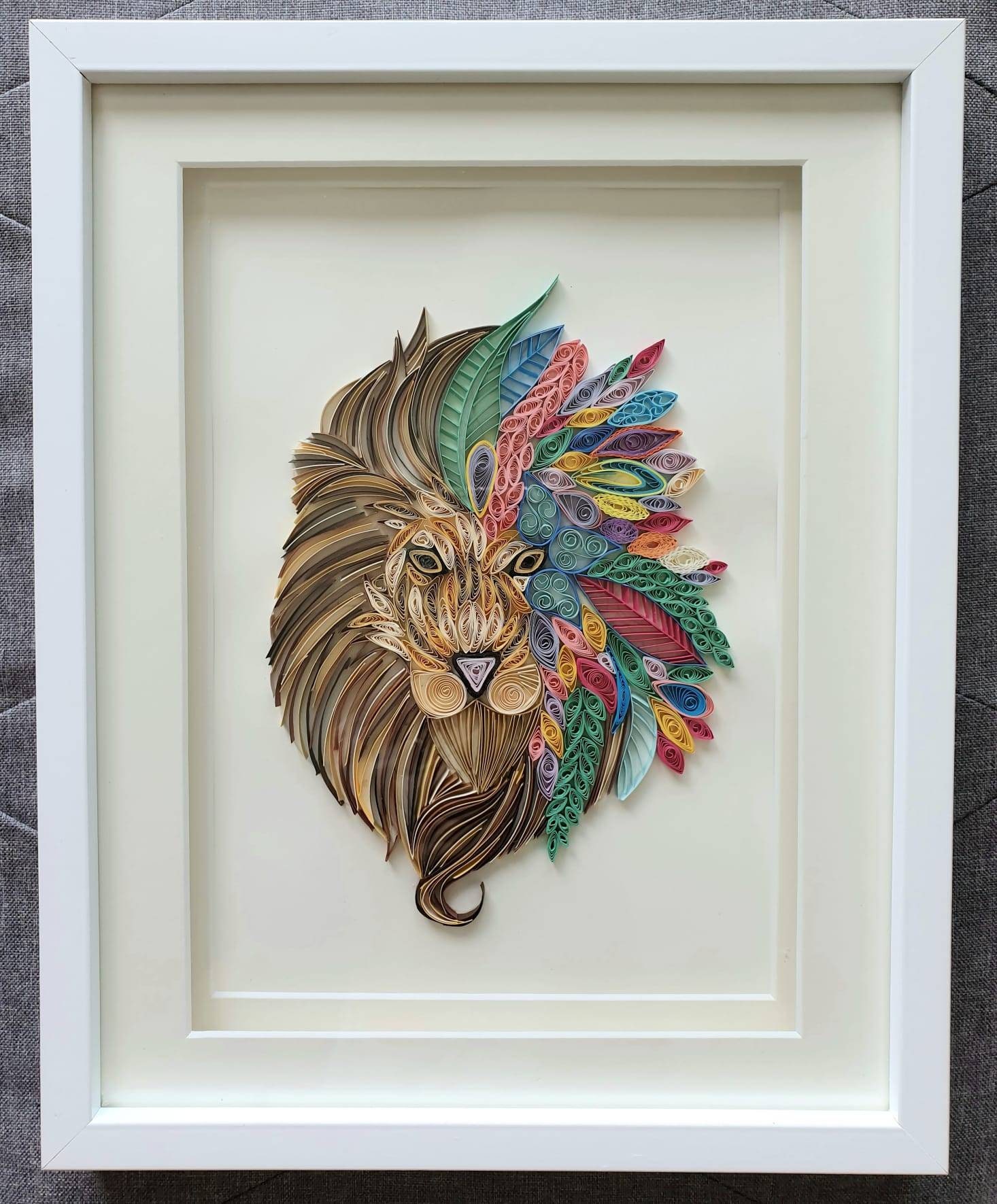 Quilled Lion With Flowers - Etsy