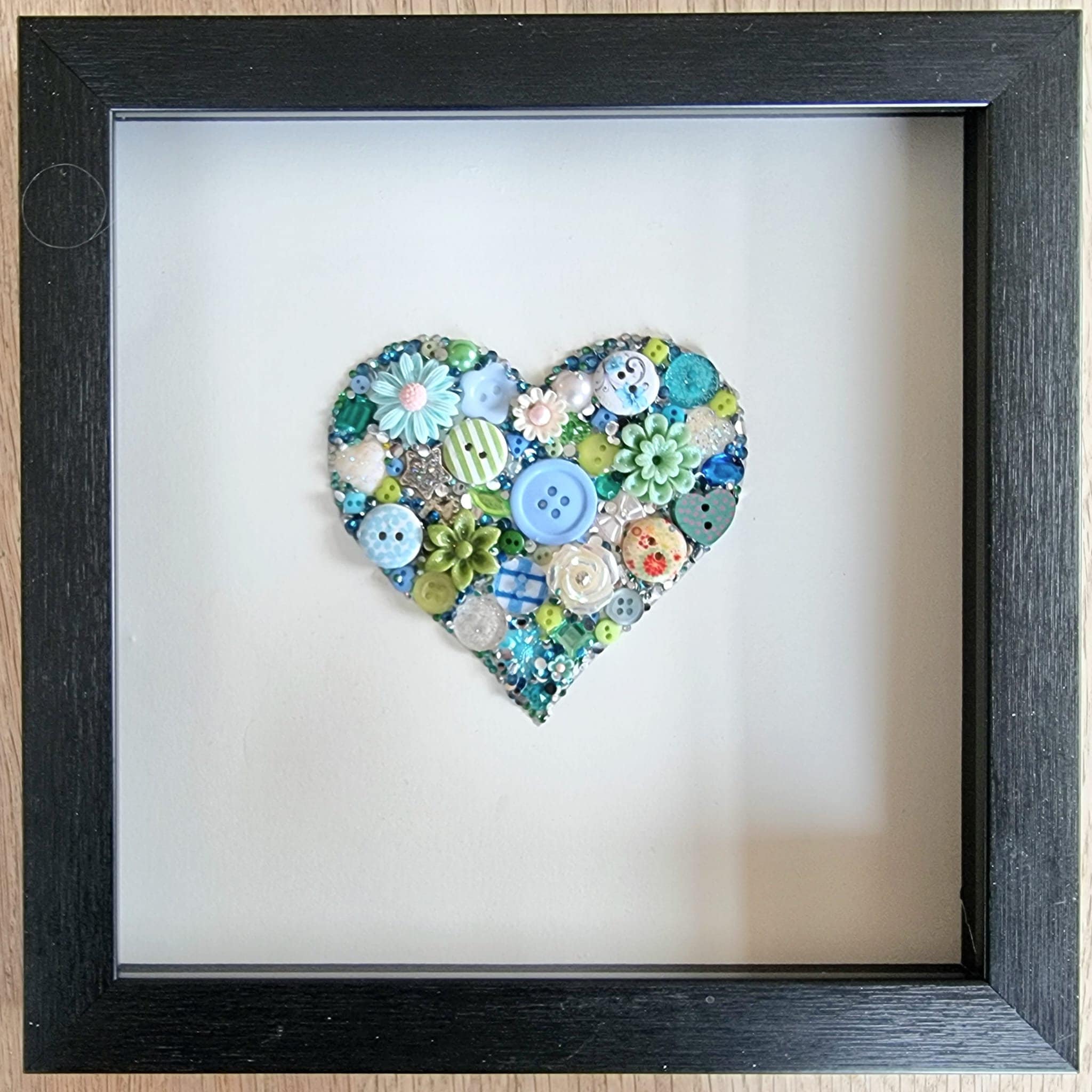 Button Heart - Blue & Green (button Art) - Etsy