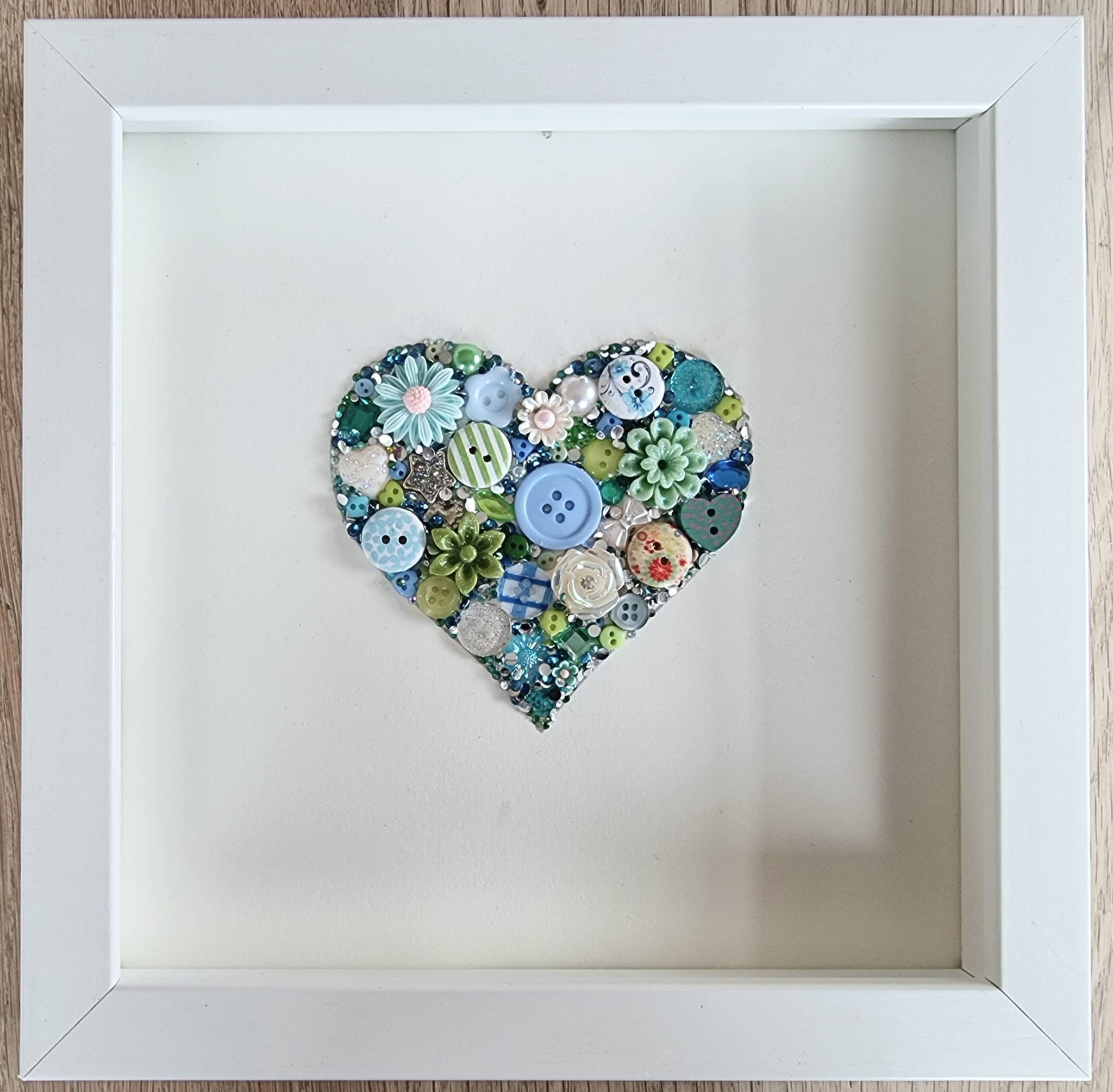 Button Heart - Blue & Green (button Art) - Etsy
