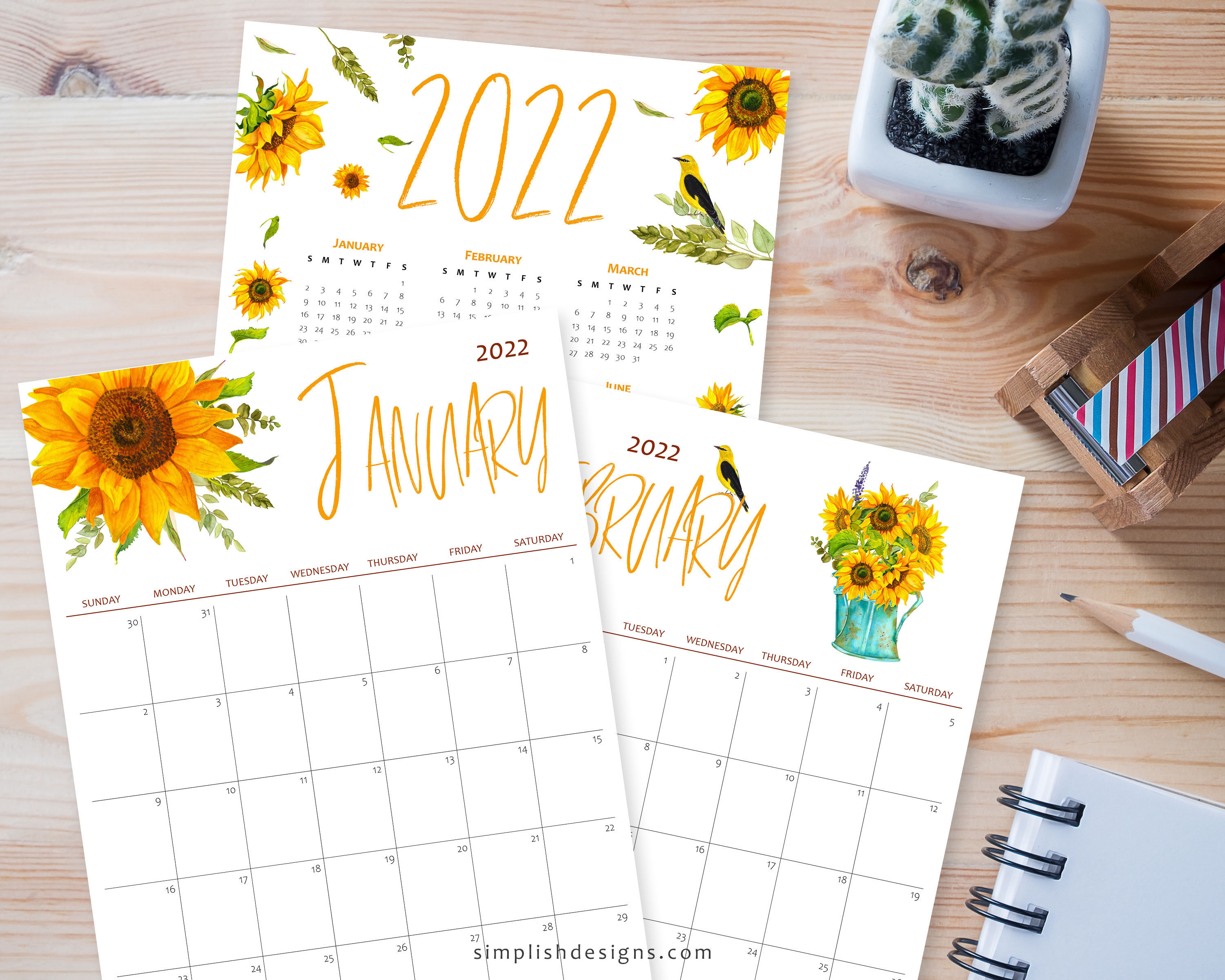 Sunflower Blank Calendars
