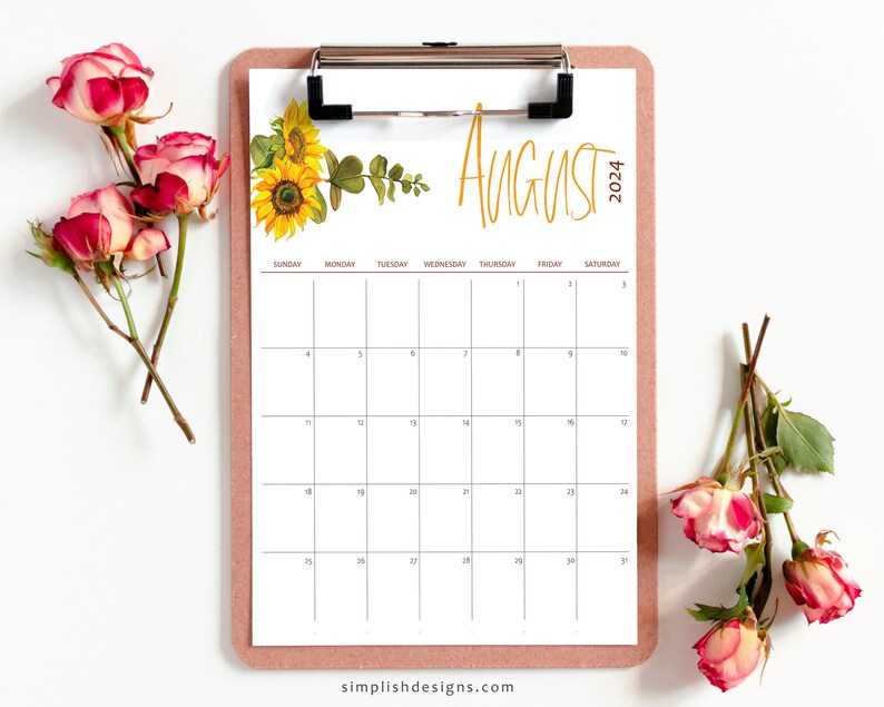 2023-2024 Sunflowers Monthly Calendar Printable Sunflower - Etsy Canada