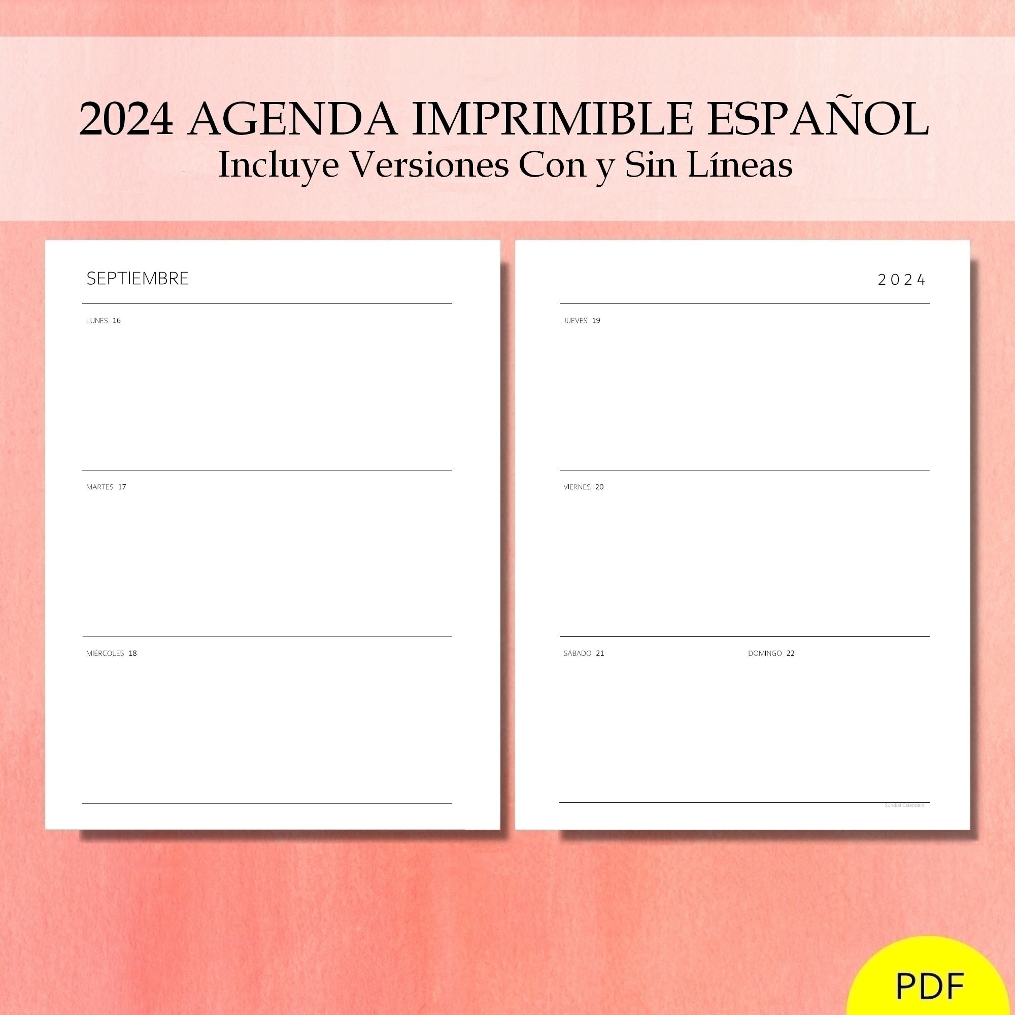 2024 Agenda Diaria Imprimible. Semana a La Vista Con Fecha. Semana Por ...