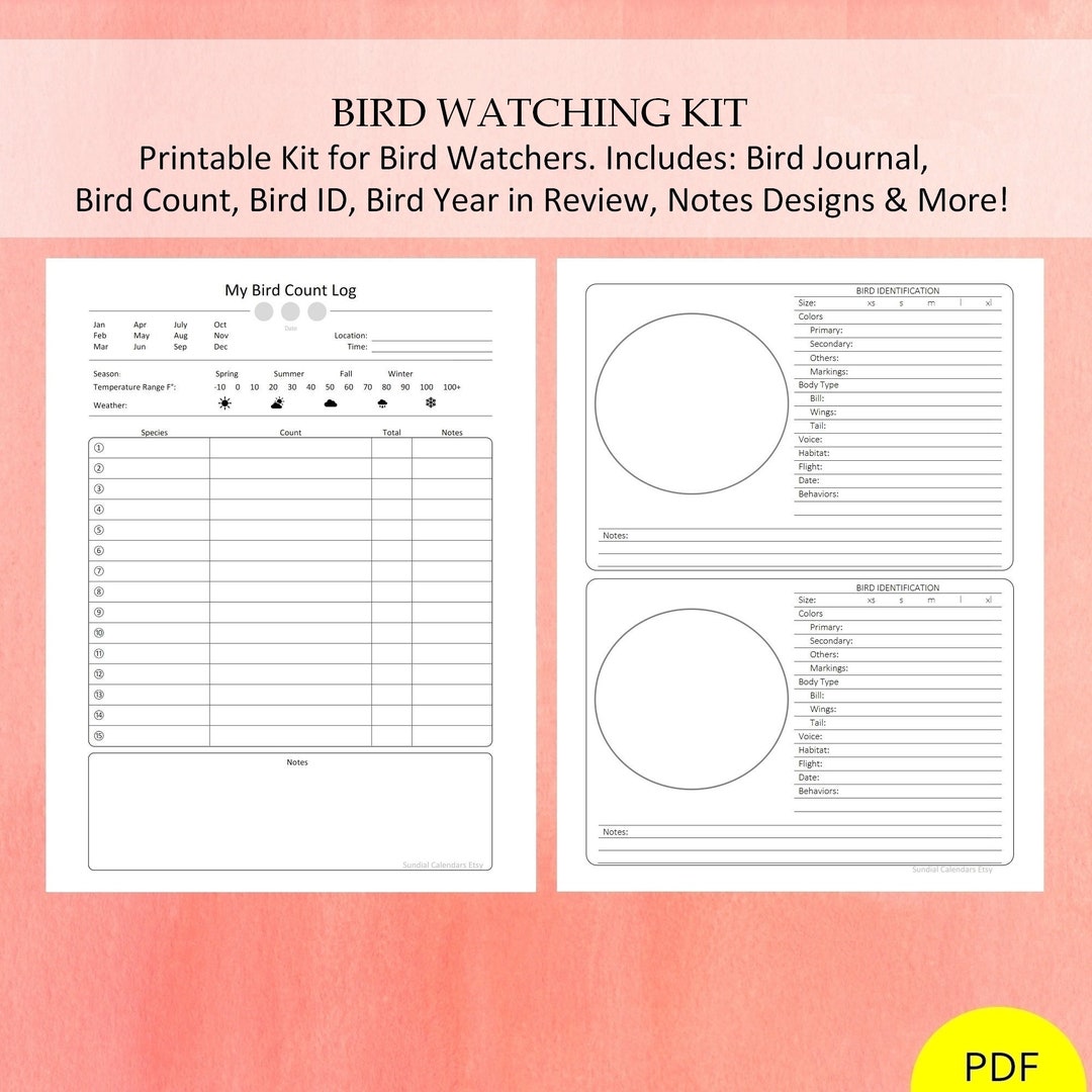 Bird Watching Printable Templates Include: Bird Journal Design, Birding ...
