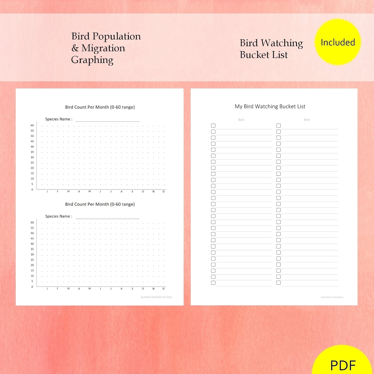 Bird Watching Printable Templates Include: Bird Journal Design, Birding ...