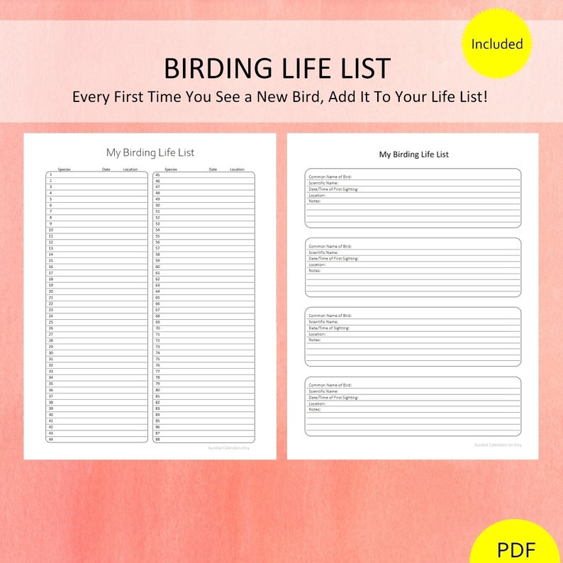 Bird Watching Printable Templates Include: Bird Journal Design, Birding ...