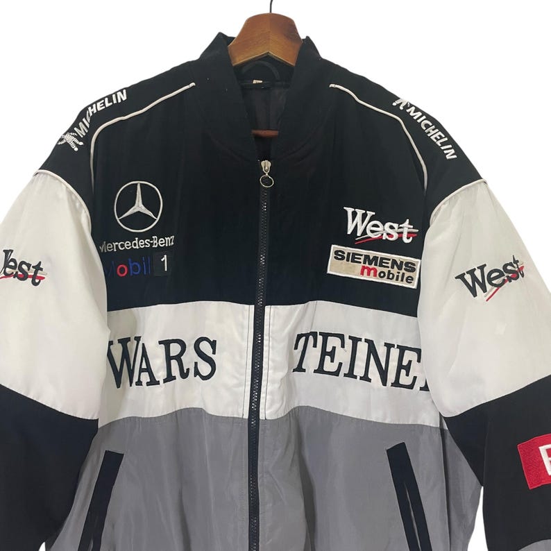 Vintage Mercedes Benz Mobil 1 Racing Jacket Vintage Mclaren West Mobil 1 Racing Jacket Size XL ...