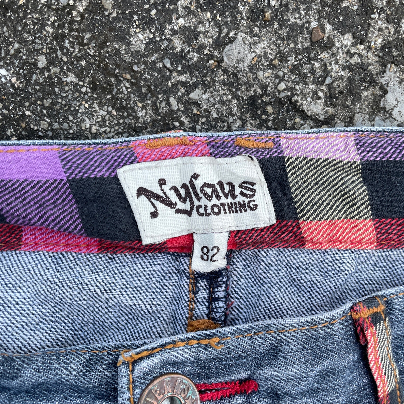 Vintage Nylaus Clothing Double Waist Denim Jeans Vintage Nylaus Clothing Double Waist Distressed ...