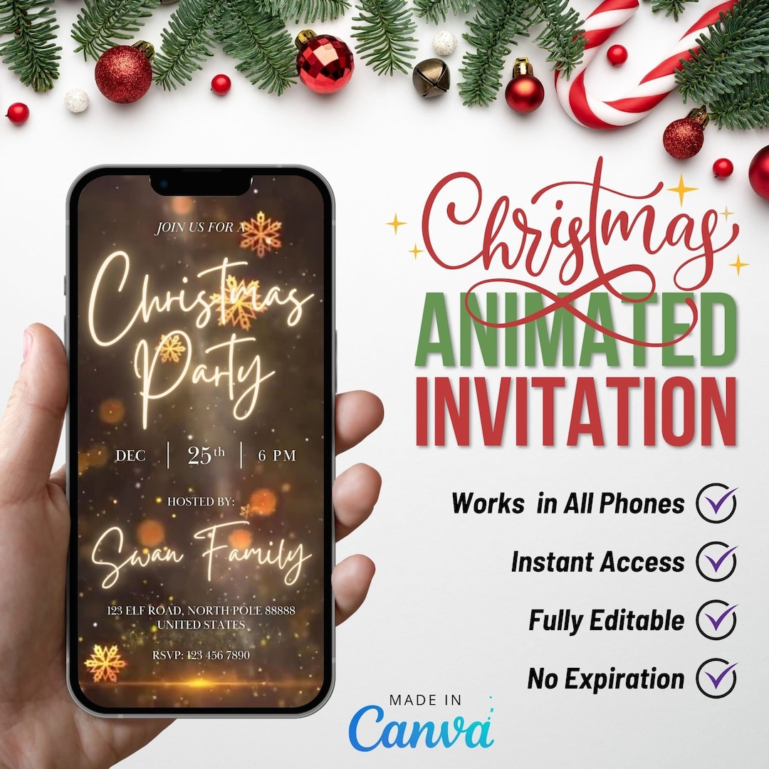 Christmas Invitation on Email, Animated Holiday Party Video Invite ...
