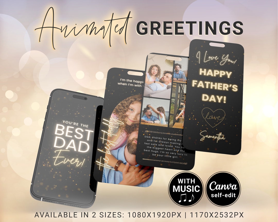 Fathers Day Animated Card, Daddy Custom Photos With Music Template ...