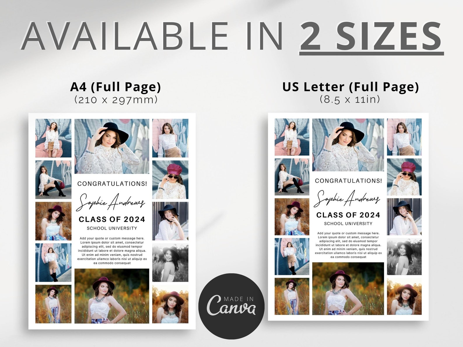 Yearbook Page Template, Minimalist Senior High School Graduate ...