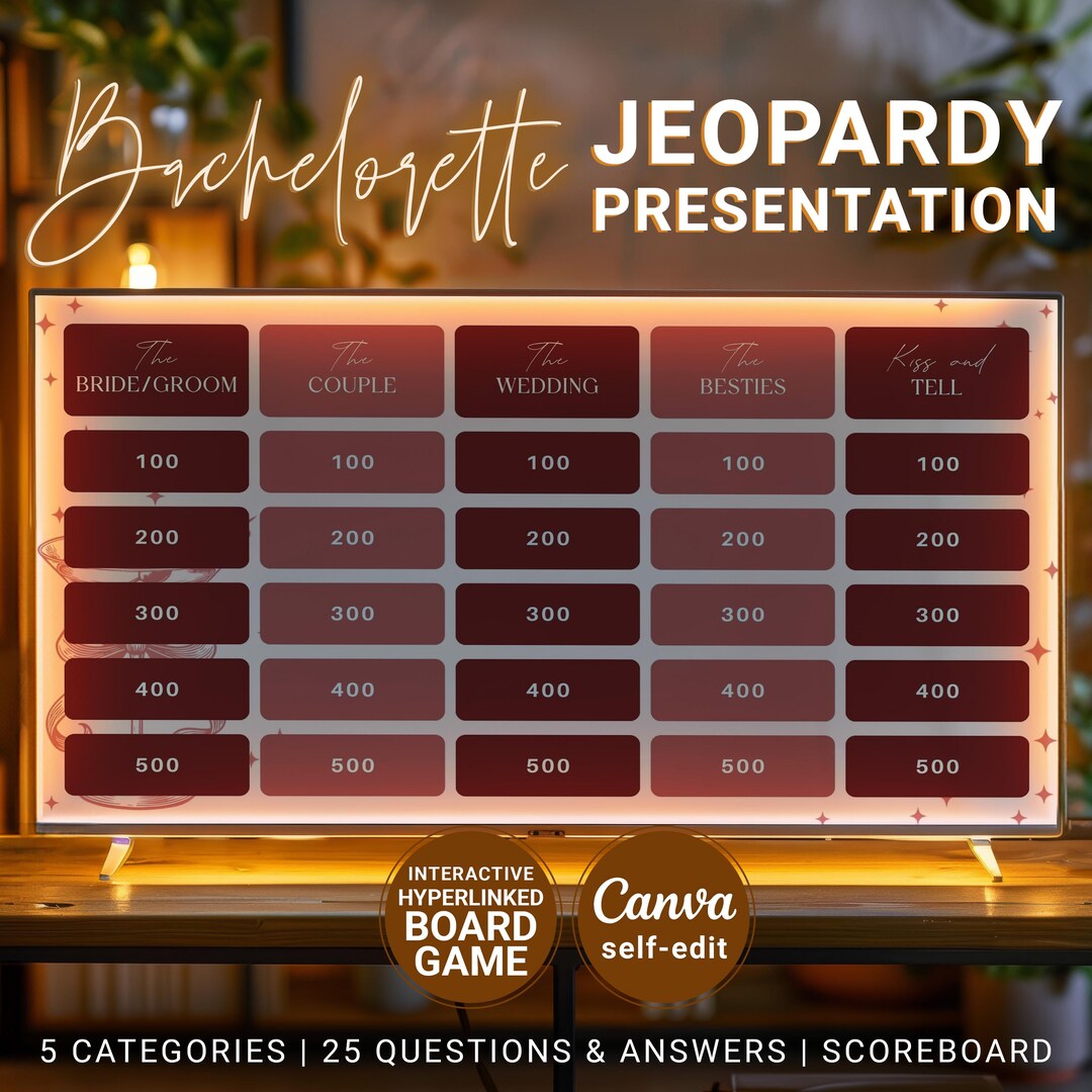 Bachelorette Jeopardy Canva, Girls Bach Club Custom Q & A Trivia Game ...