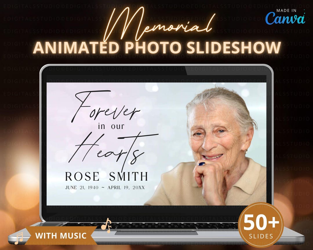 Funeral Slideshow Template Canva, Bright Pastel Particles Glitter ...