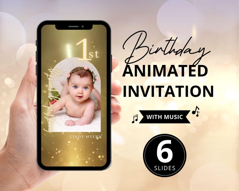 Animated Invitation Butterfly, Flutter on Over Animated 1st Birthday ...