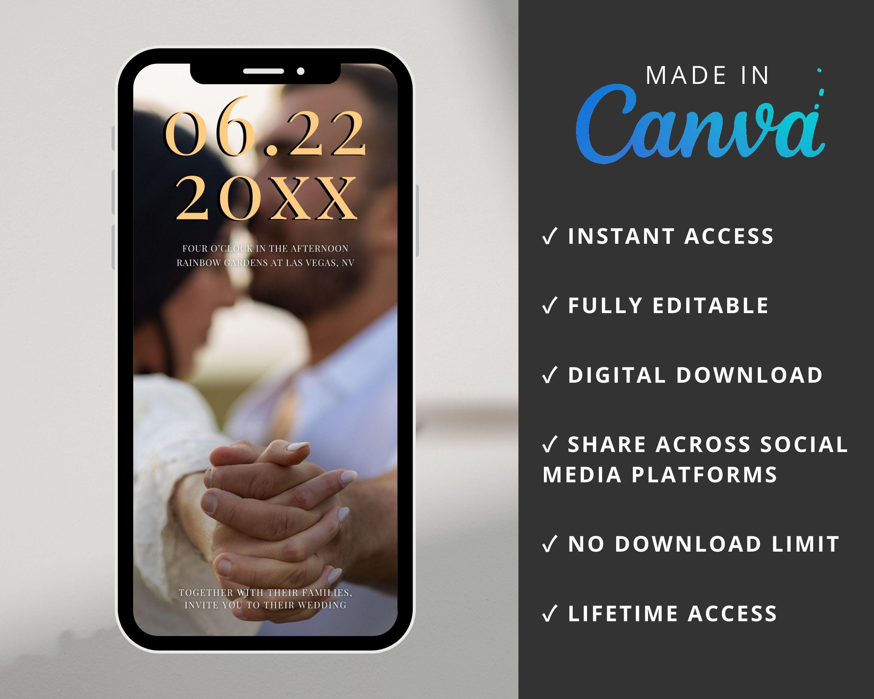 Customizable Wedding Video Invitation, Animated Shooting Gold Mobile ...