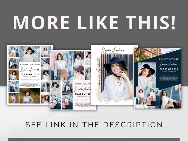 Graduation Ad | Senior Yearbook Ads Photo Collage Tribute Page Editable ...