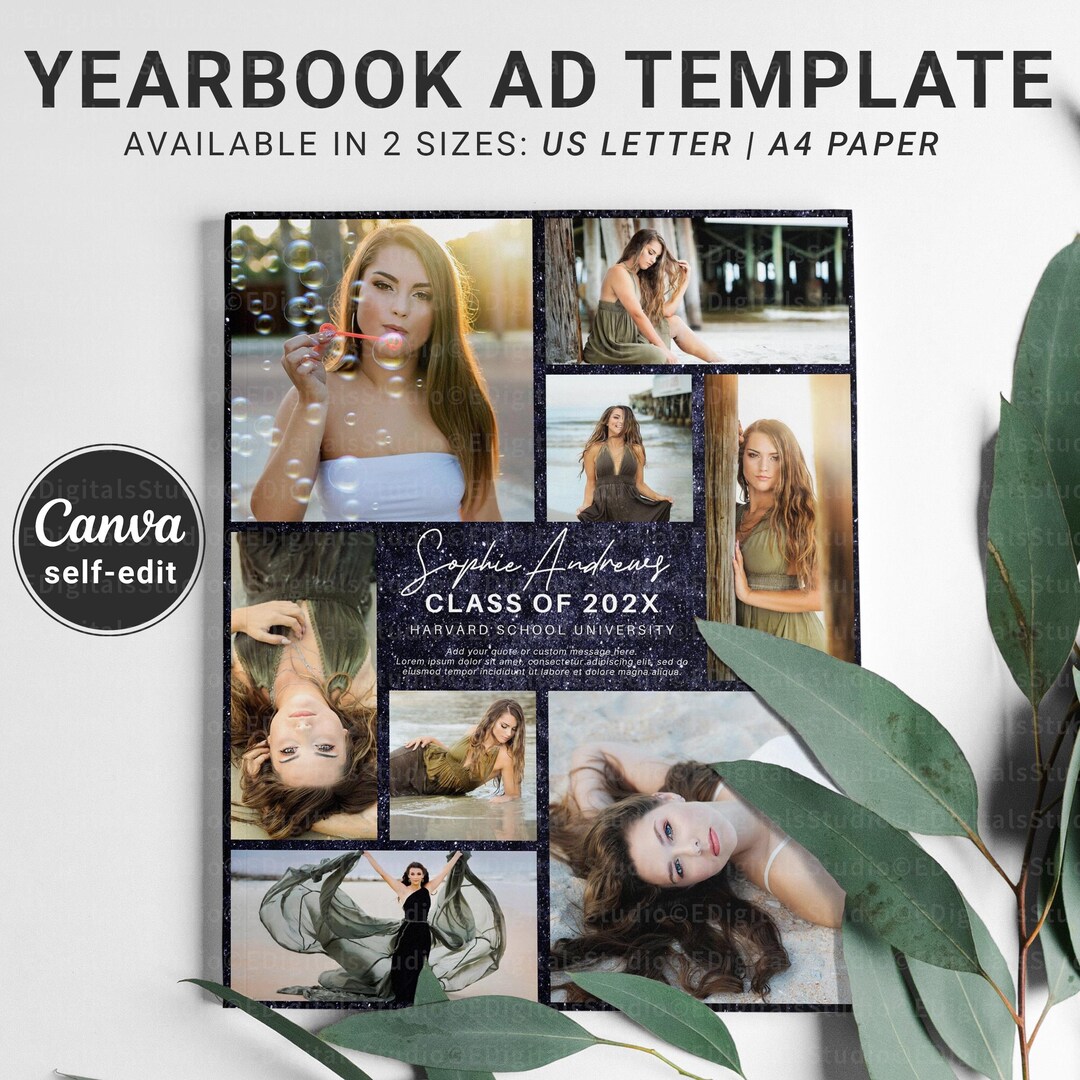 Senior Yearbook Ad for Graduation, Editable 8 Photos Collage Full Page ...