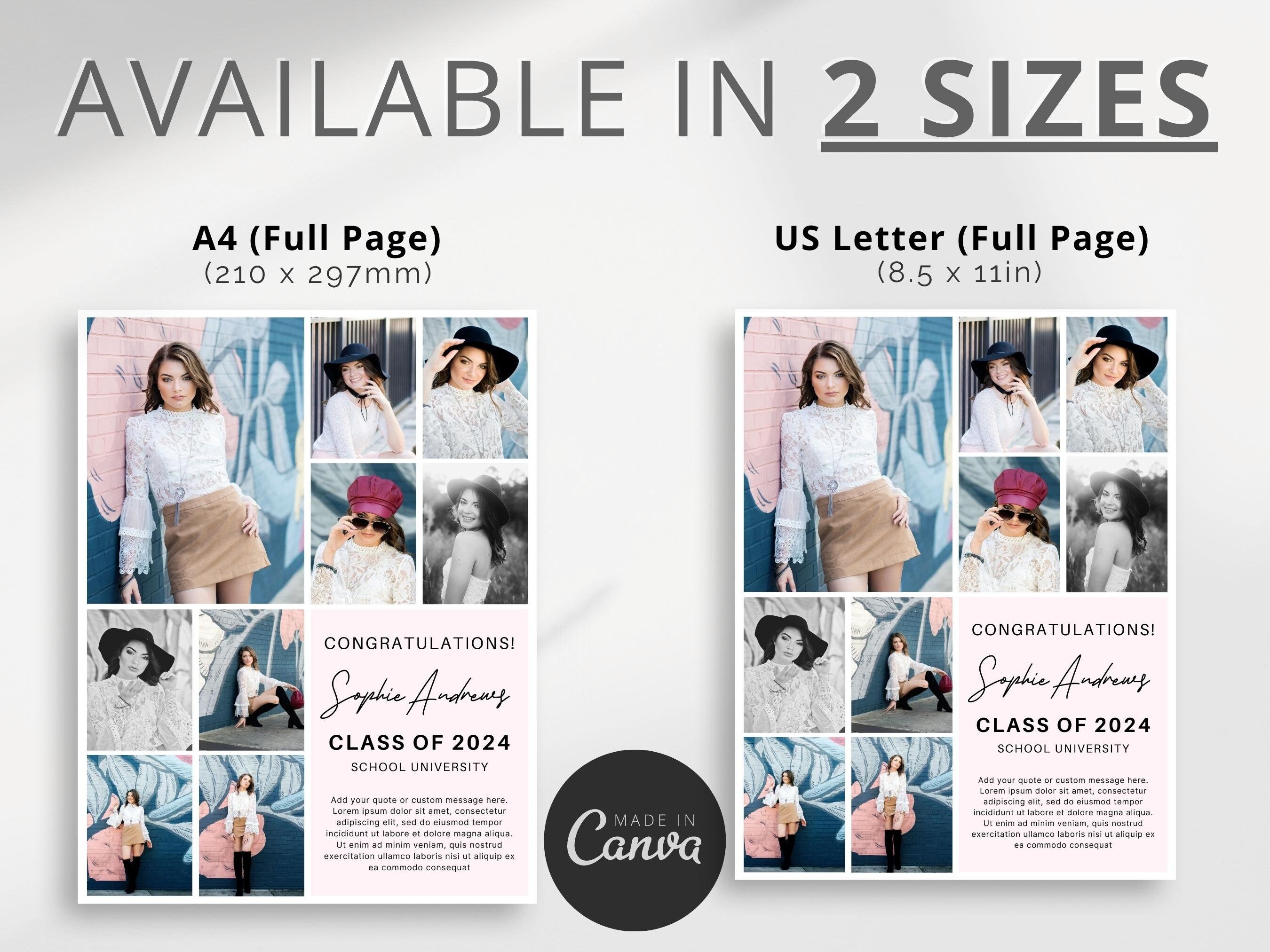 Clean Minimalist Yearbook Ad Template, Senior Graduate Layout Editable ...