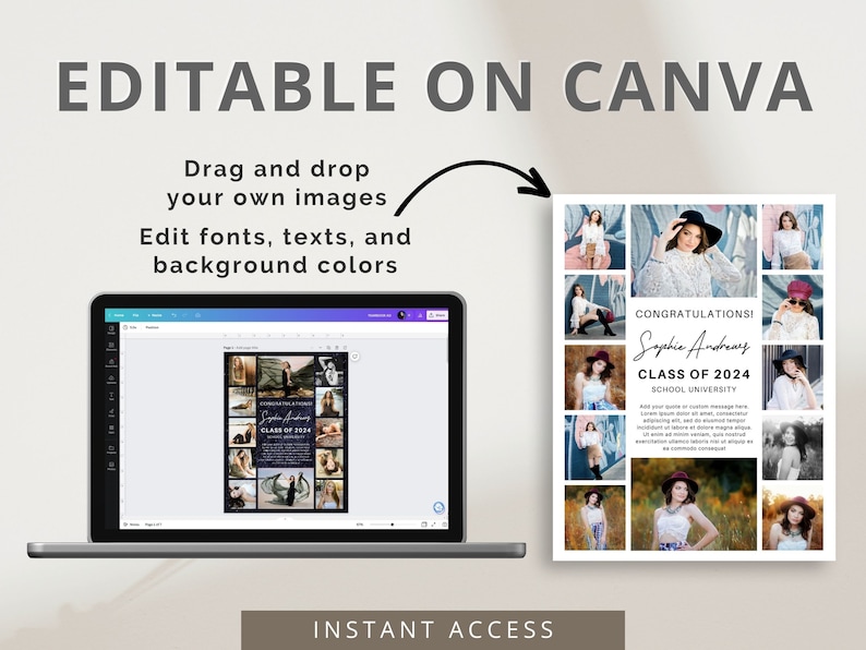 Editable Yearbook Ad Template Canva DIY, Stardust Background Design ...