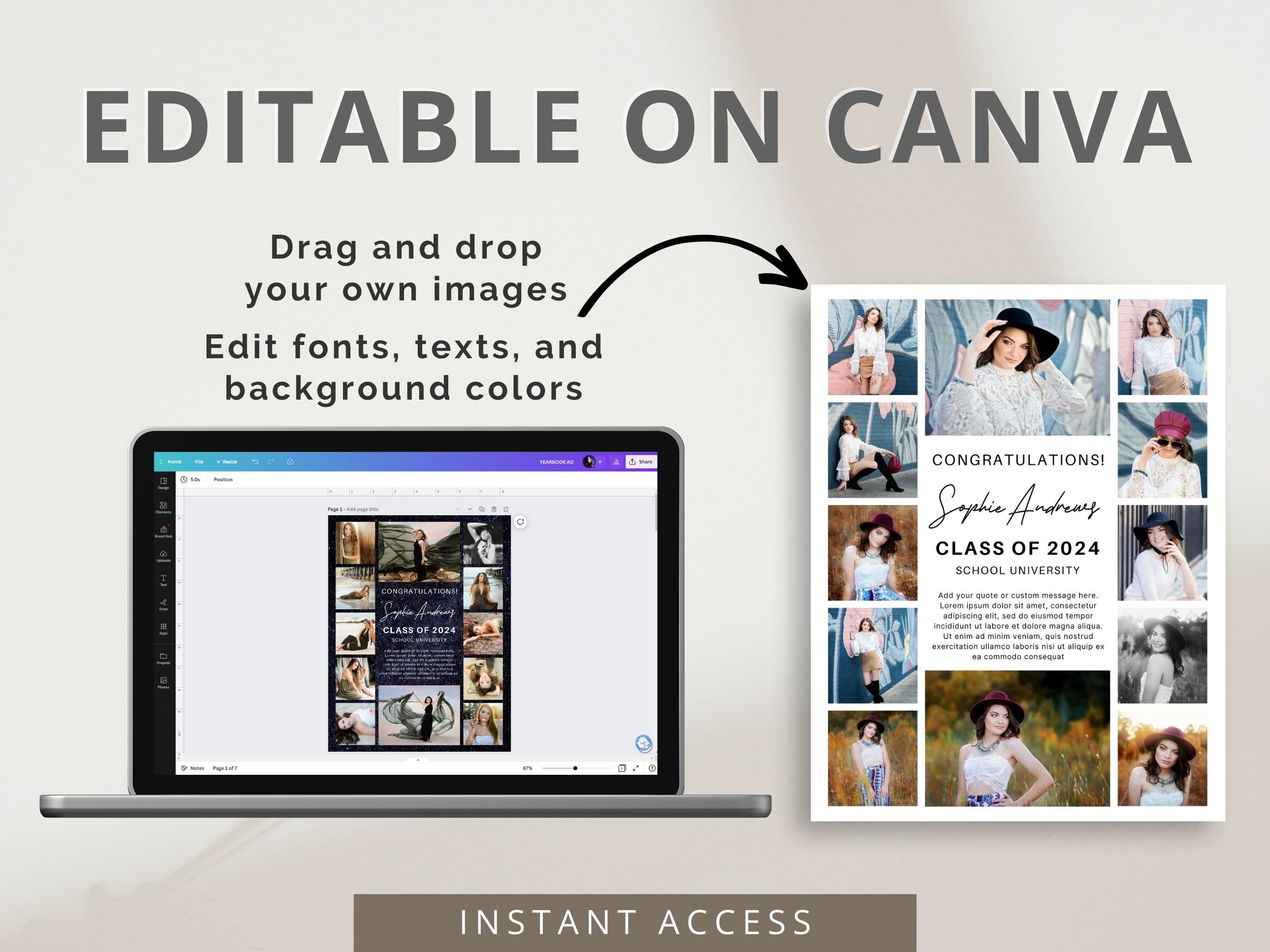 Editable Yearbook Ad Template Canva DIY, Stardust Background Design ...