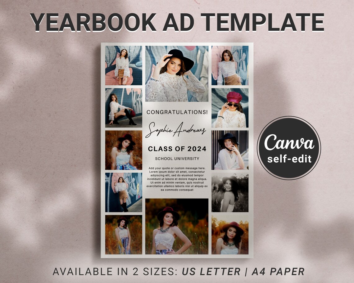 Yearbook Page Template, Minimalist Senior High School Graduate ...