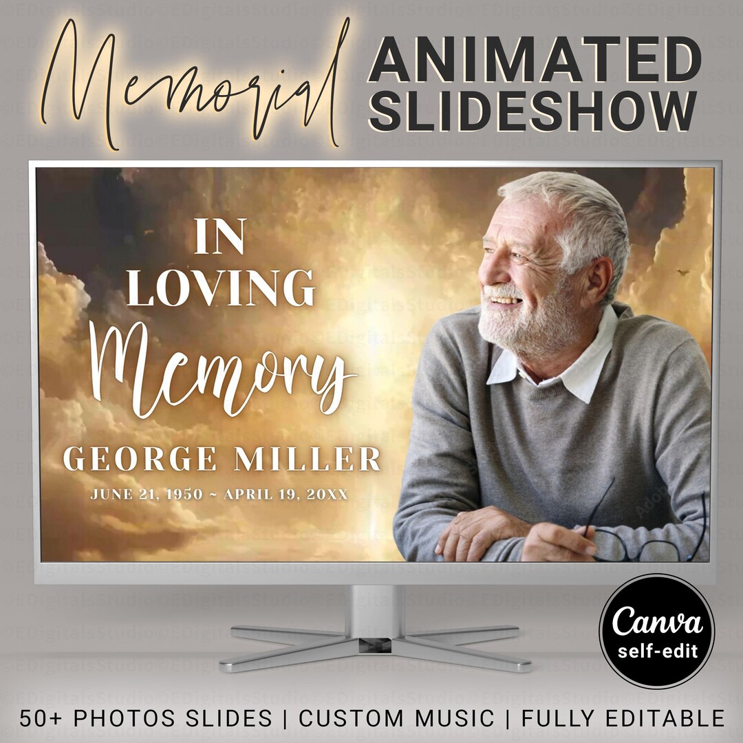 Funeral Memorial Slideshow Template, Heavenly Cross Christian Graphics ...