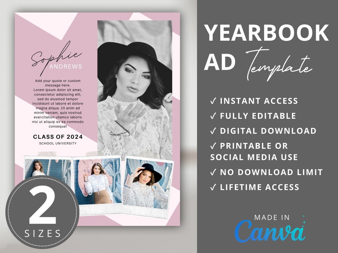 Graduation Ad | Senior Yearbook Ads Photo Collage Tribute Page Editable ...