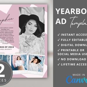 Graduation Ad | Senior Yearbook Ads Photo Collage Tribute Page Editable ...