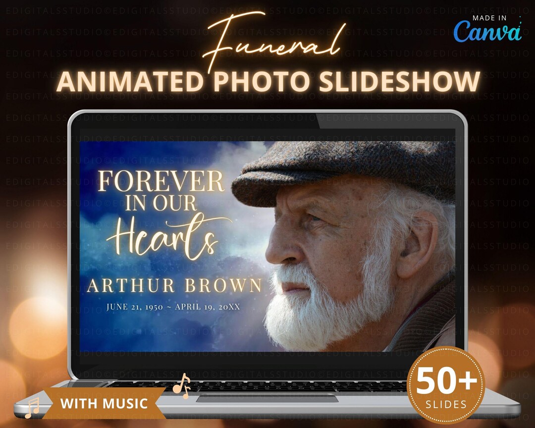 Memorial Slideshow Template Canva, Animated Blue Heaven Sky Funeral ...