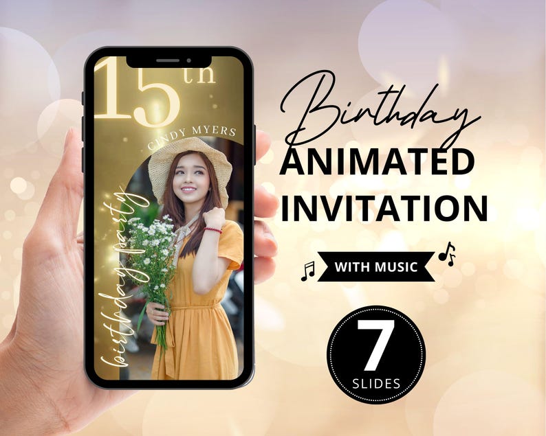 Quinceanera Invitation Digital Gold Butterfly, Animated Flutter Fly ...