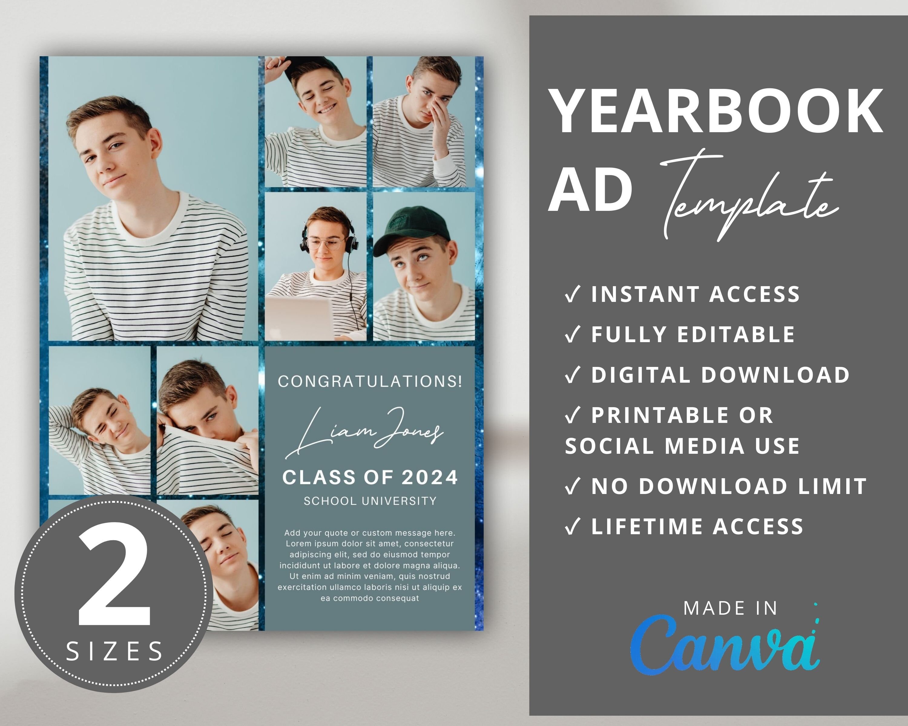 Full Page Yearbook Ad Template Custom Graduation School Book Dedication ...