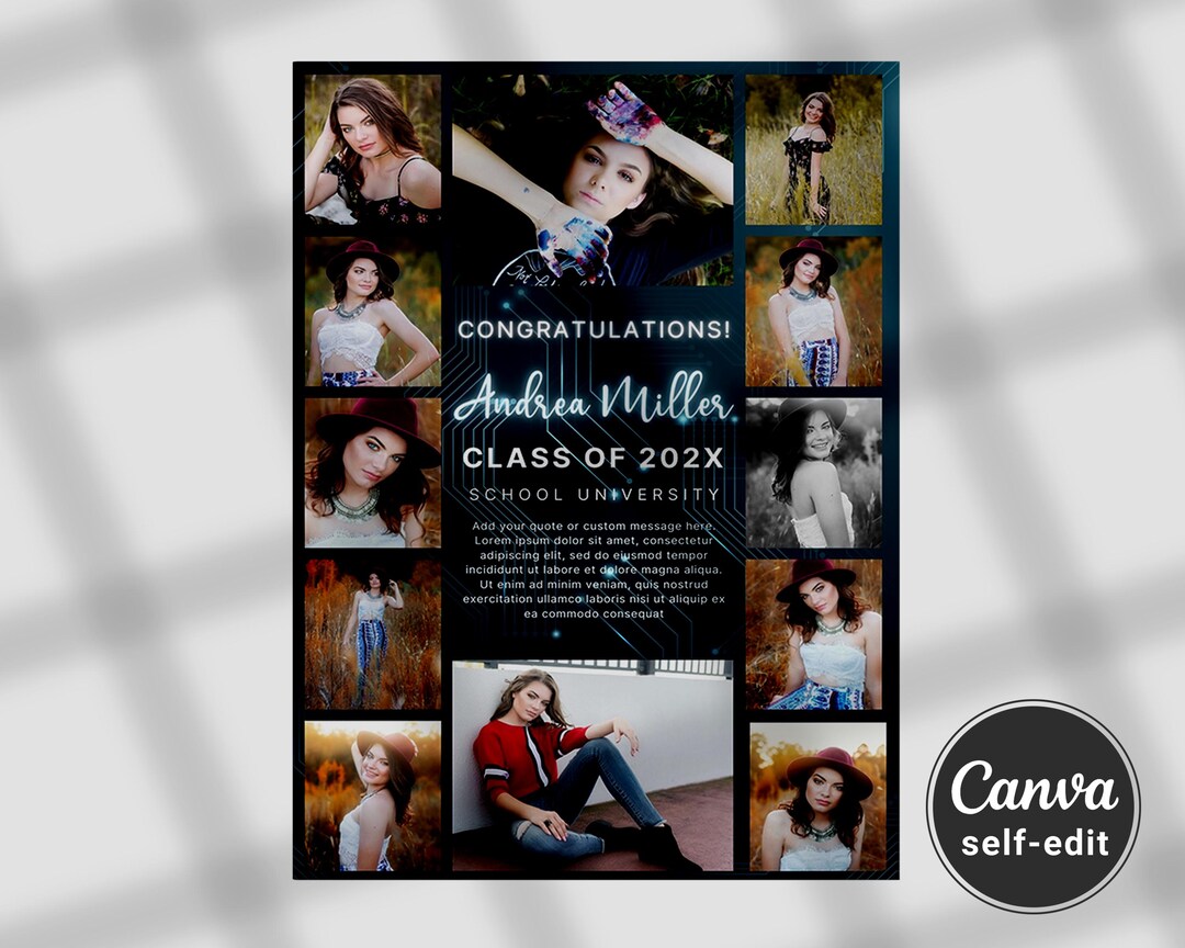 Futuristic Yearbook Ad Template Custom 12-photos, Modern Graduation ...