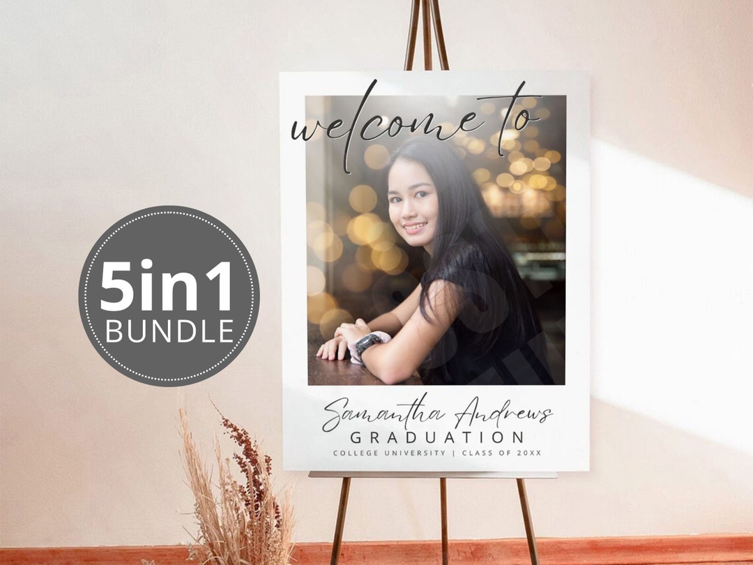 Graduation Party Welcome Sign With Photo | Modern Grad Reception Poster ...