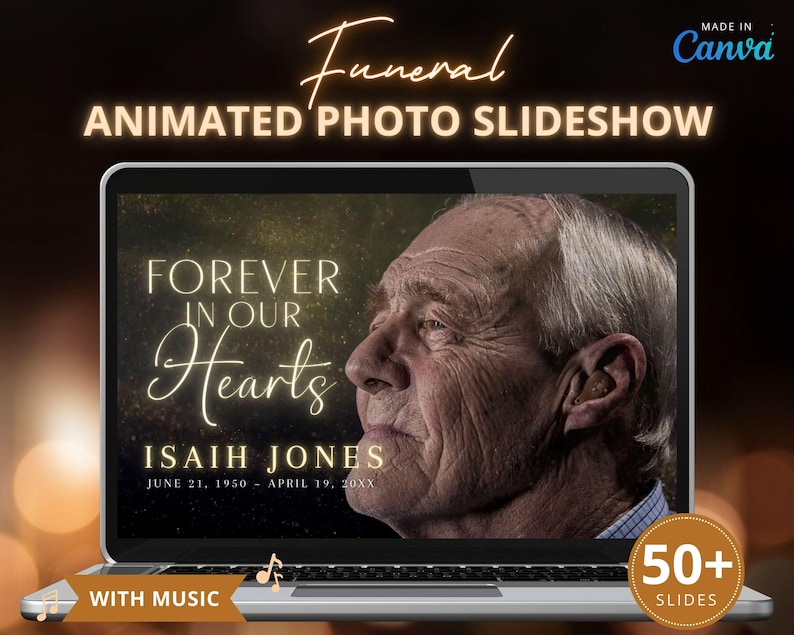 Funeral Slideshow Template Canva, Celebration of Life Memorial Service ...